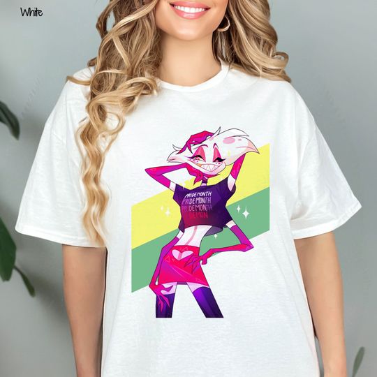 Hazbin Hotel Angel Dust Pride Month Demon T-Shirt, Hazbin Hotel ...