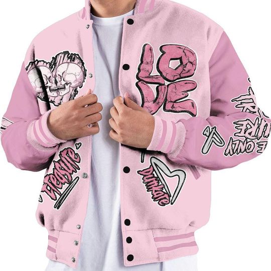 Dunkare Orchid 4s Baseball Varsity Jacket - Skull Love All Over Print ...