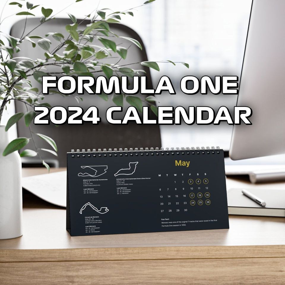 One Size 10"x5" F1 Calendar 2024 Formula One Racing Desk Calendar | F1 ...