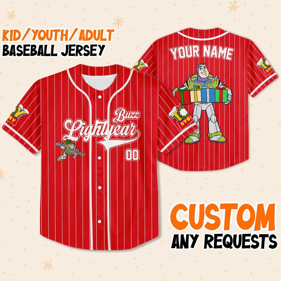Personalized Toy Story Buzz Lightyear Christmas, Disney Baseball Jersey ...