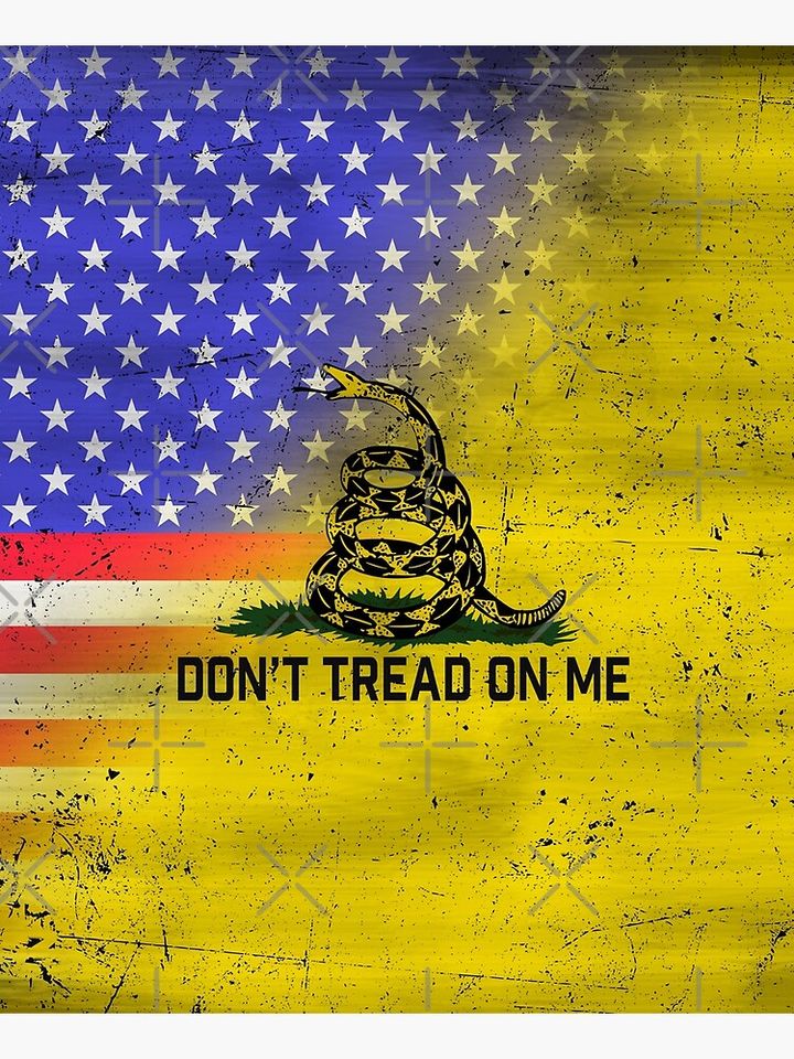 USA Gadsden flag grunge eroded Dont Tread on Me Snake and American Flag ...