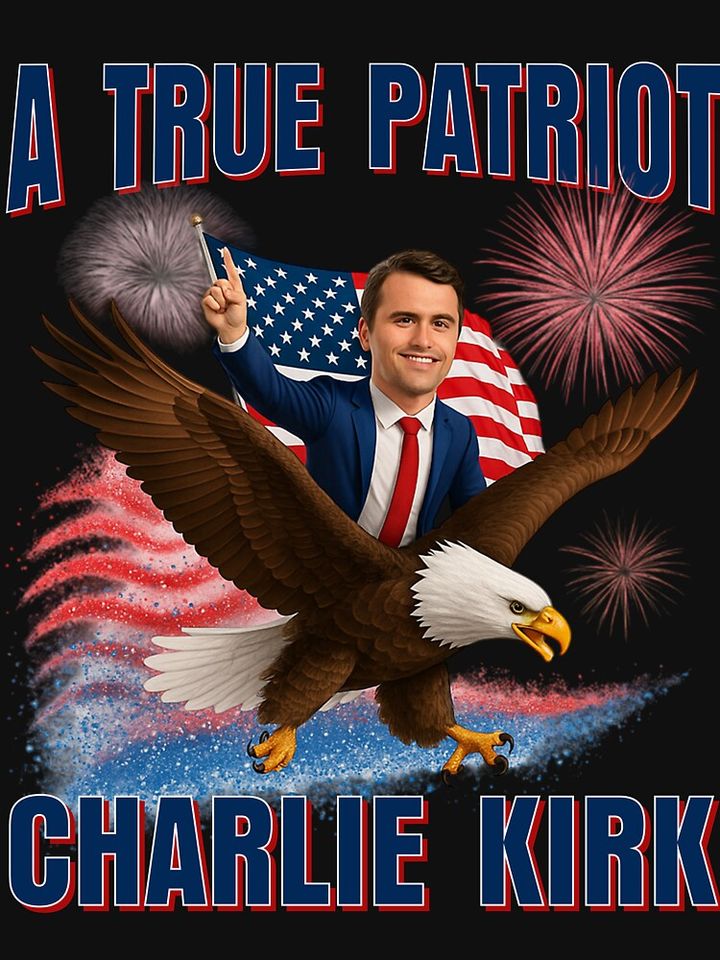 Charlie Kirk A true Patriot American Eagle Essential T-Shirt | ID ...