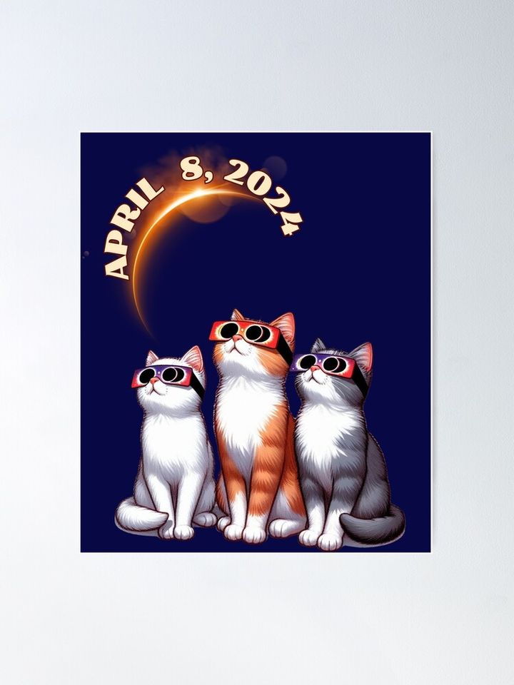Solar Eclipse 2024 Cat Wearing Solar Eclipse Poster | ID 12788795 by ...