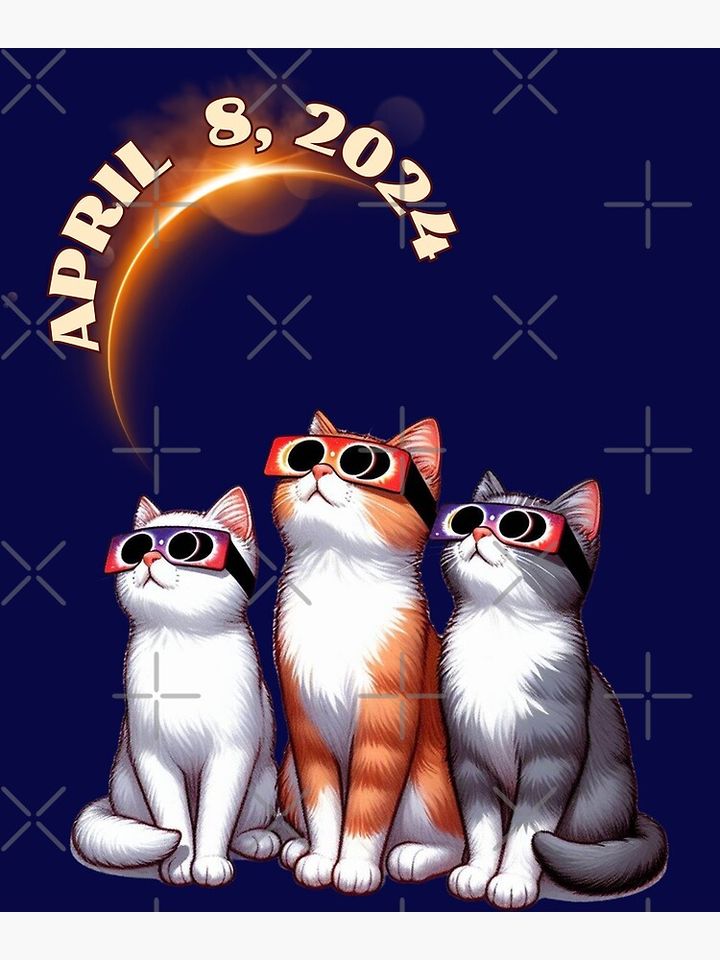Solar Eclipse 2024 Cat Wearing Solar Eclipse Poster | ID 12788795 by ...