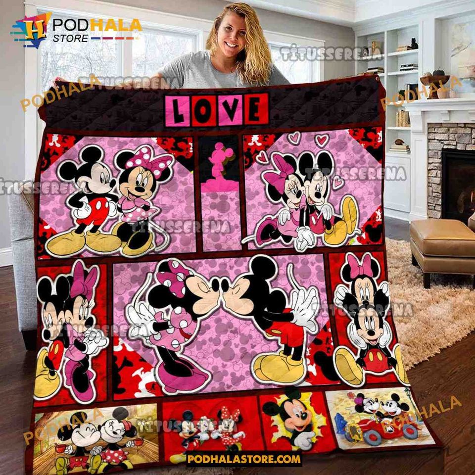 Custom Name Disney LOVE Mickey Mouse Blanket, Mickey Mouse Quilt | ID ...