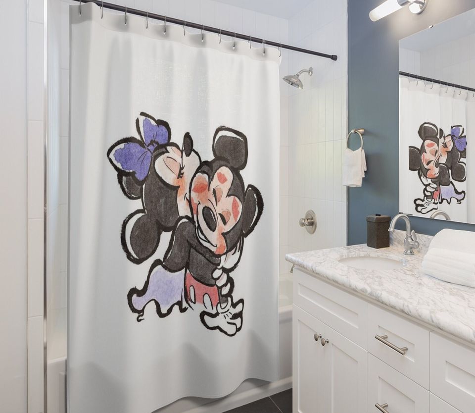 Mickey & Minnie Shower Curtain, Magic Kingdom Shower, Disney Bathroom ...