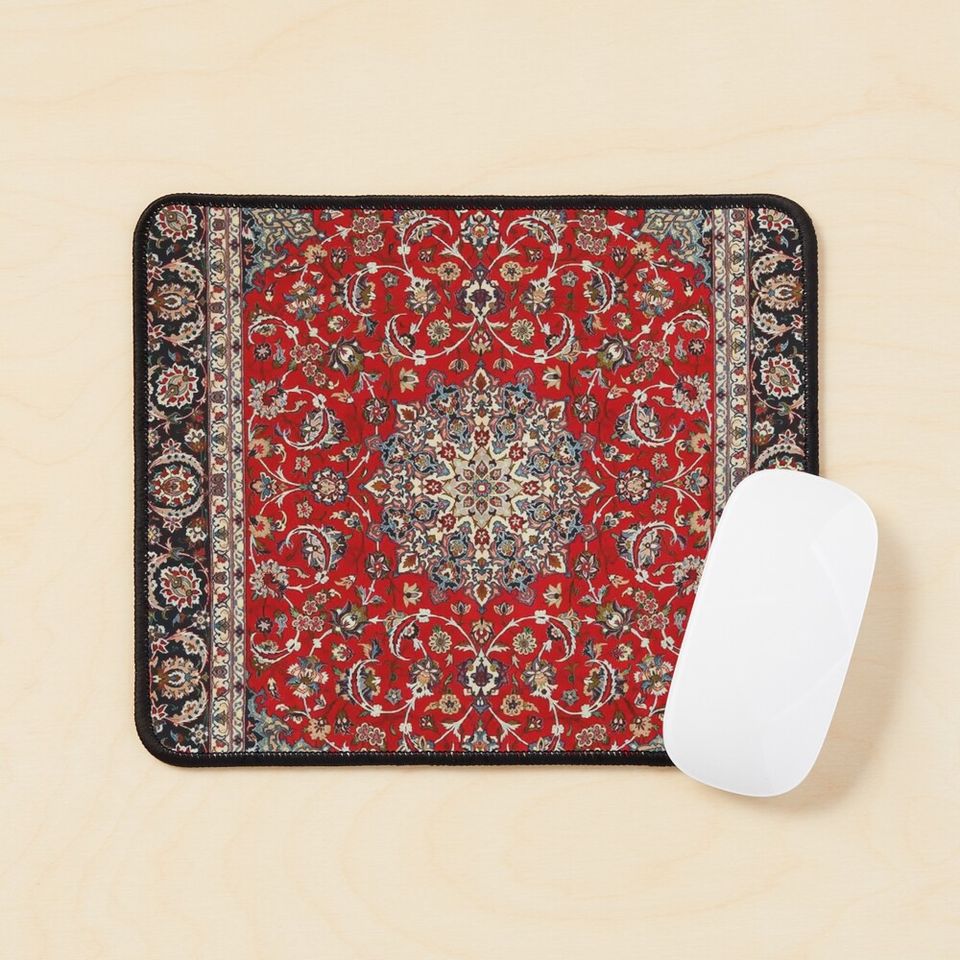 Fine Silk & Wool Isfahan Persian Rug Print Mouse Pad | ID 12788684 by ...