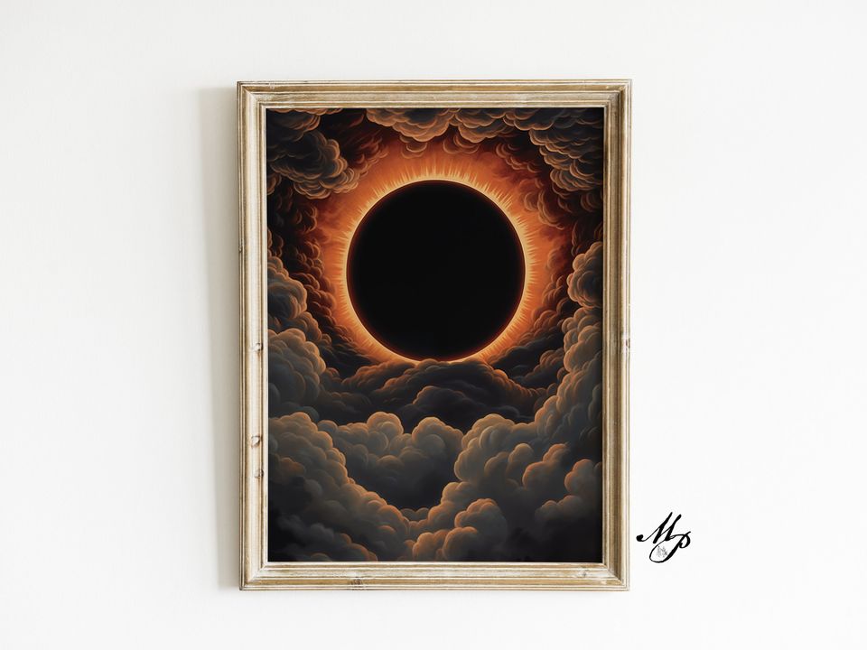Celestial Solar Eclipse Vintage Painting Poster | ID 12788767 by Chris ...