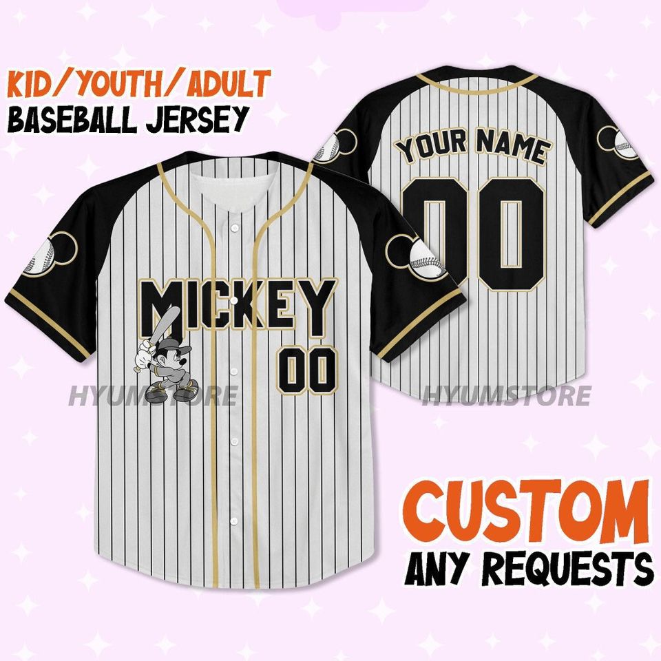 Disney Mickey Black Grey Color,Baseball Jersey Team Outfit, WDW Disney ...