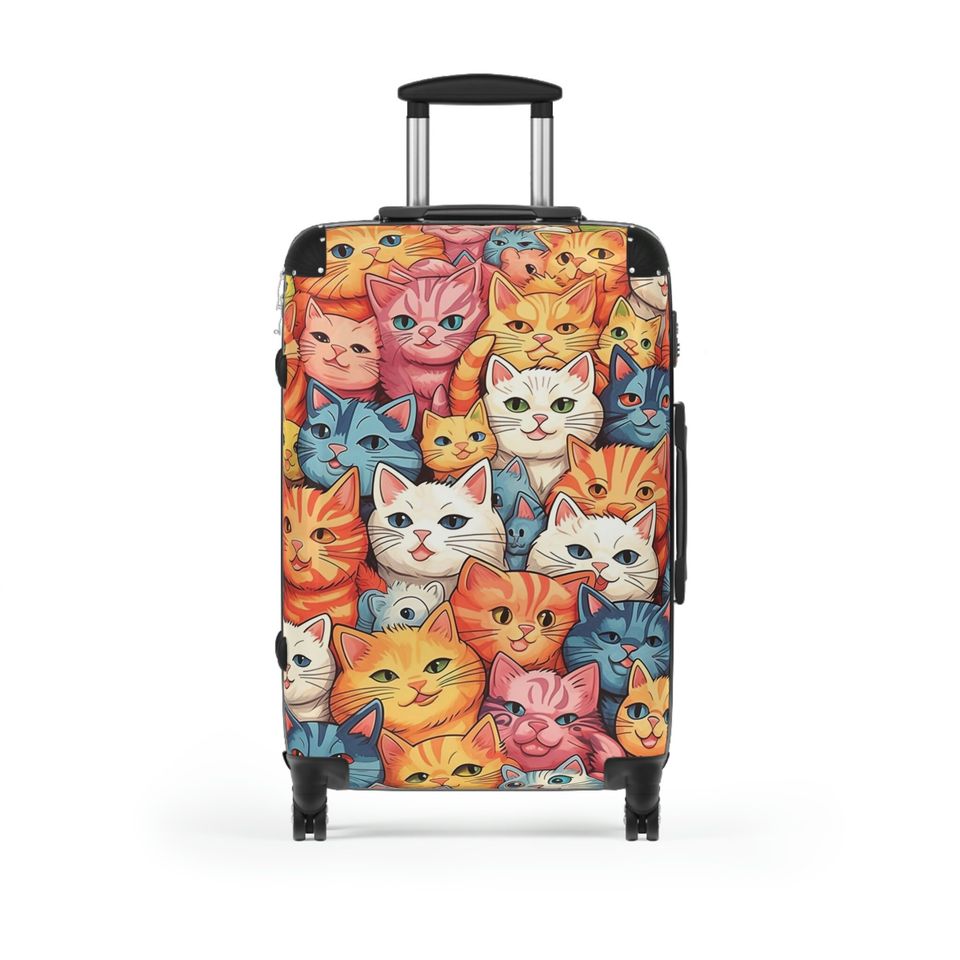 Cats Suitcase Luggage, Kittens Carry On With 4 Wheels Cabin Travel ...
