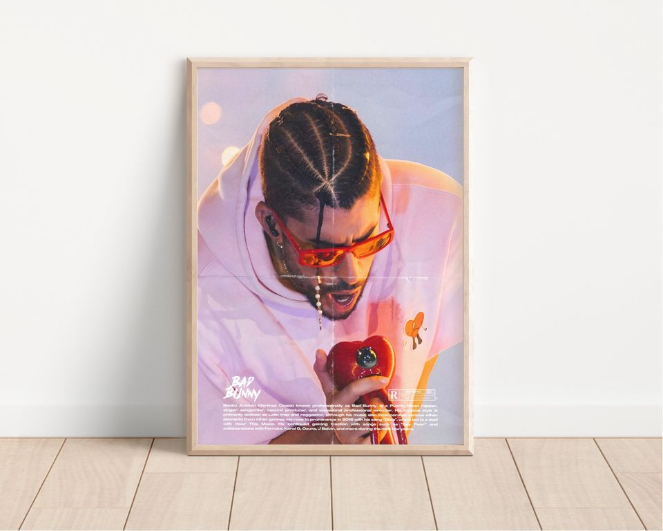 Bad Bunny poster, Bad Bunny Gifts, Poster gift, Pop music poster | ID ...