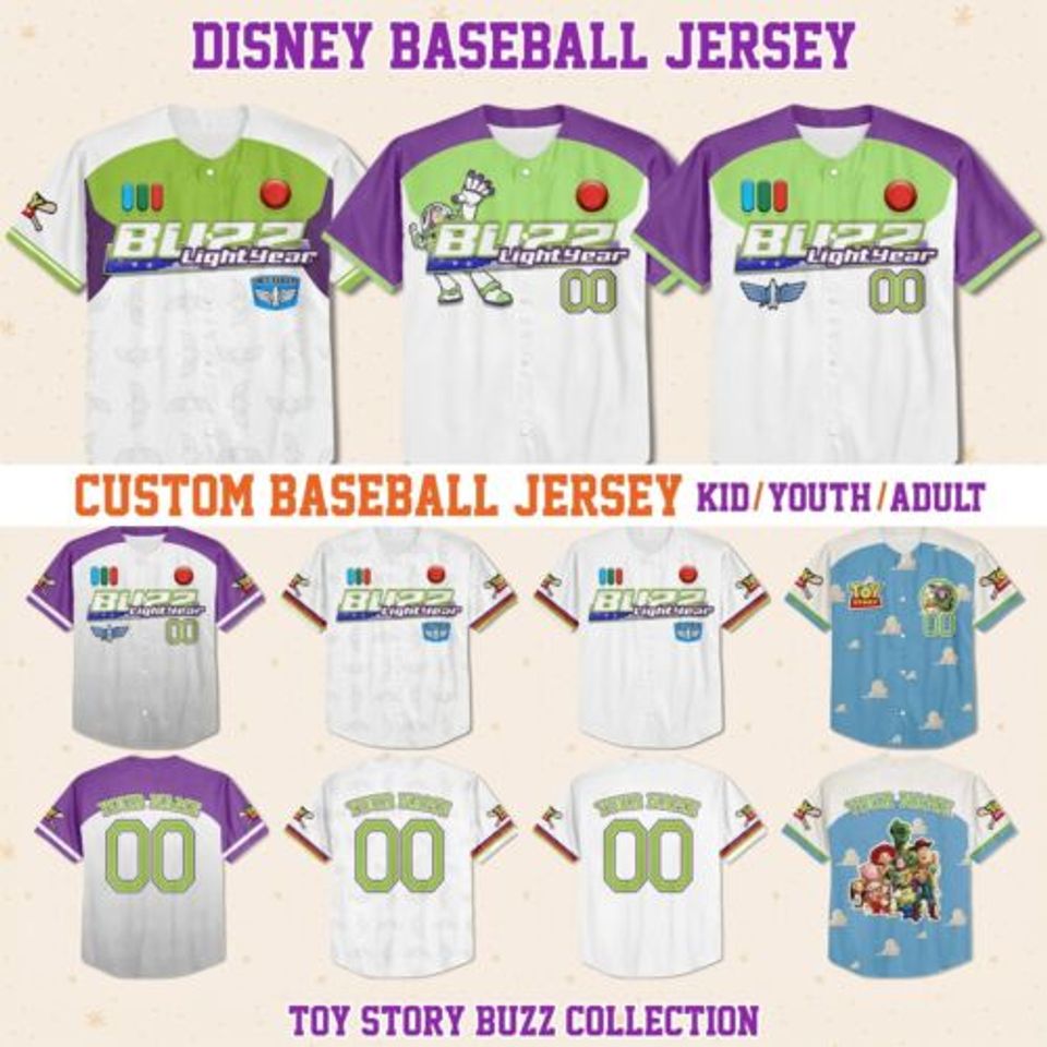 Custom Buzz Lightyear Toy Story Baseball Jersey Team, Disney Baseball ...