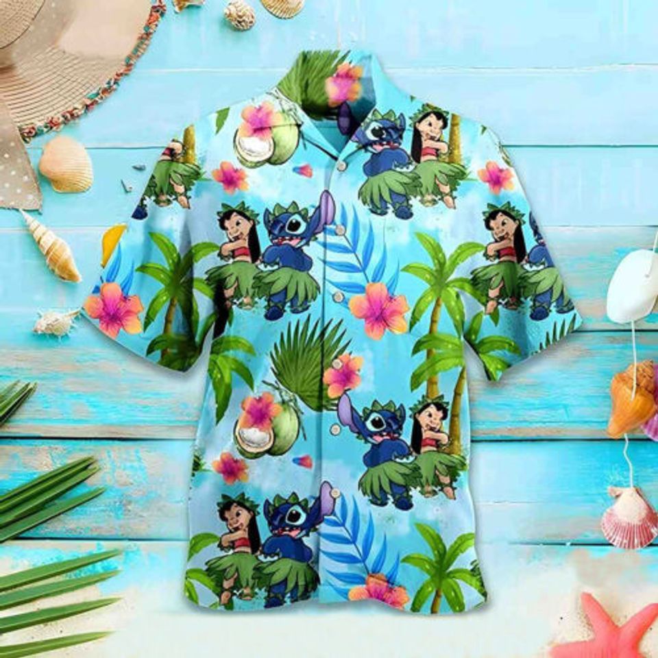 Disney Lilo And Stitch Aloha From Hawaii Floral Palm Tree Tropical ...