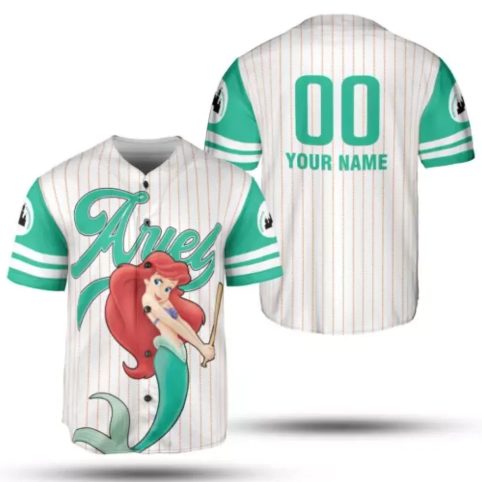Personalized Ariel Playing Baseball The Little Mermaid Baseball Jersey ...