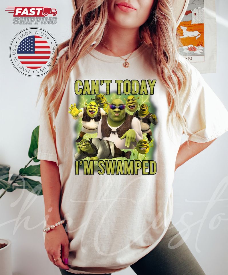 Shrek Face Meme Shirt, Can't Today I'm Swamped Shirt | ID 12870633 by ...