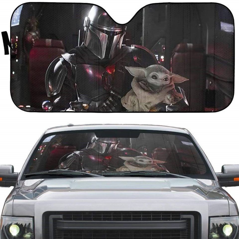 Starwars Auto Sunshade, The Mandalorian And Baby Yoda Car Sunshade ...