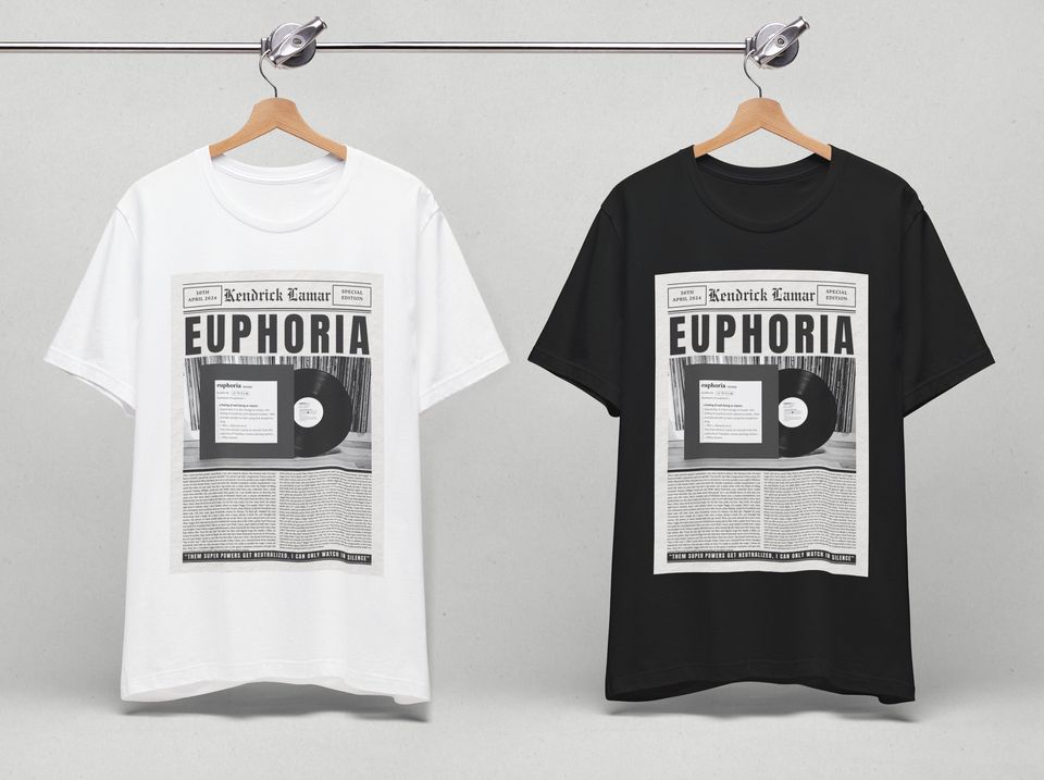 Kendrick Lamar EUPHORIA Retro Newspaper Lyrics TShirt, KDot, Euphoria ...