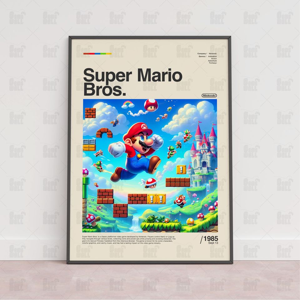 Super Mario Bros Poster, Gaming Room Poster, Gaming Wall Poster, Gaming ...