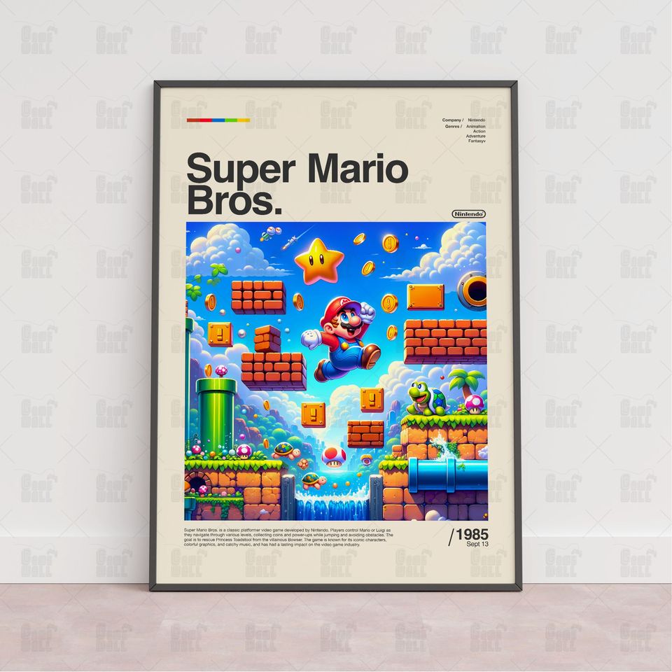 Super Mario Bros Poster, Gaming Room Poster, Gaming Wall Poster, Gaming ...