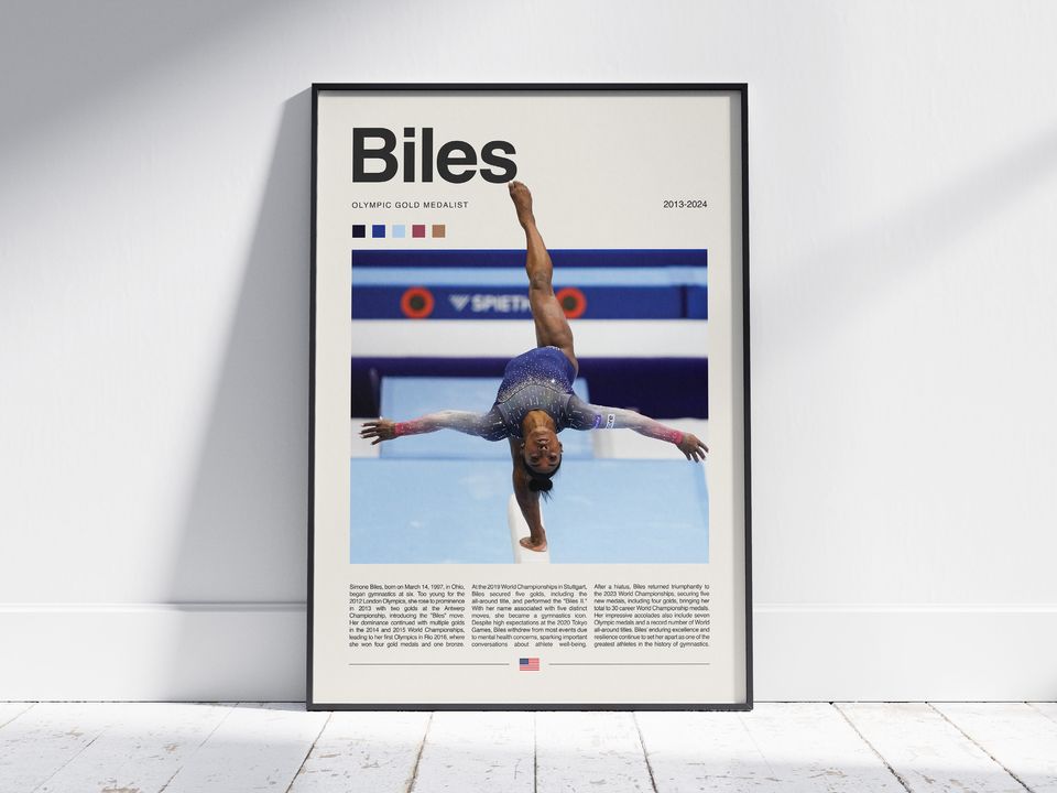Simone Biles Poster, USA Olympic Gymnastics Poster, Sports Wall Art ...