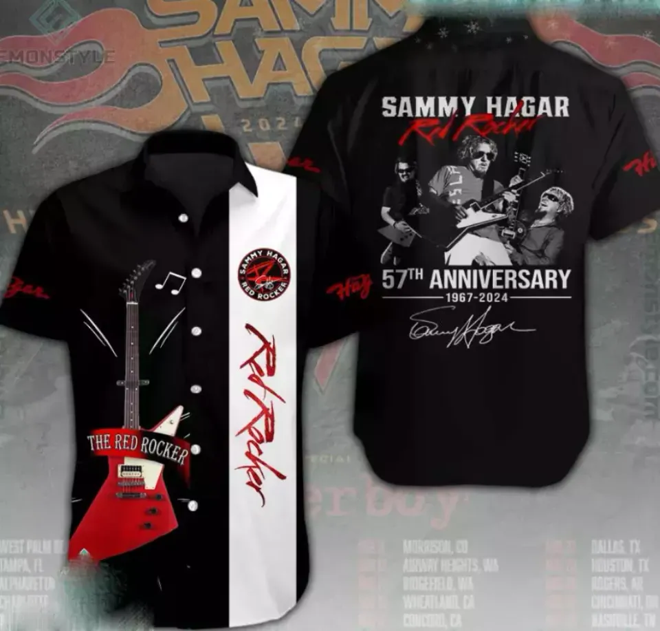 Sammy Hagar Hawaiian Shirt Red Rocker 57Th Anniversary 1967-2024 ...
