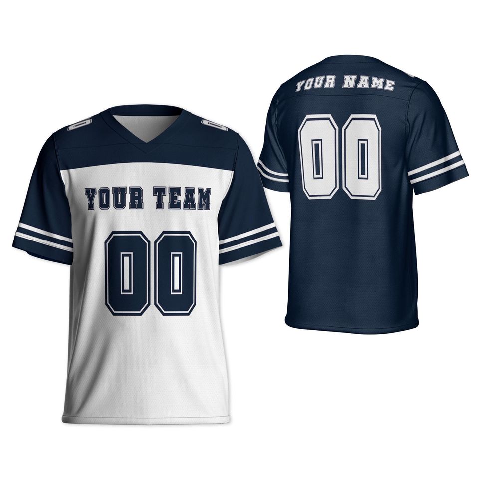 Personalized Football white and blue Jersey I2, Color Football Jersey ...