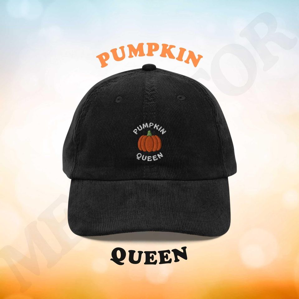 Pumpkin Queen Embroidered Corduroy Hat | Halloween and Fall Cap | ID ...