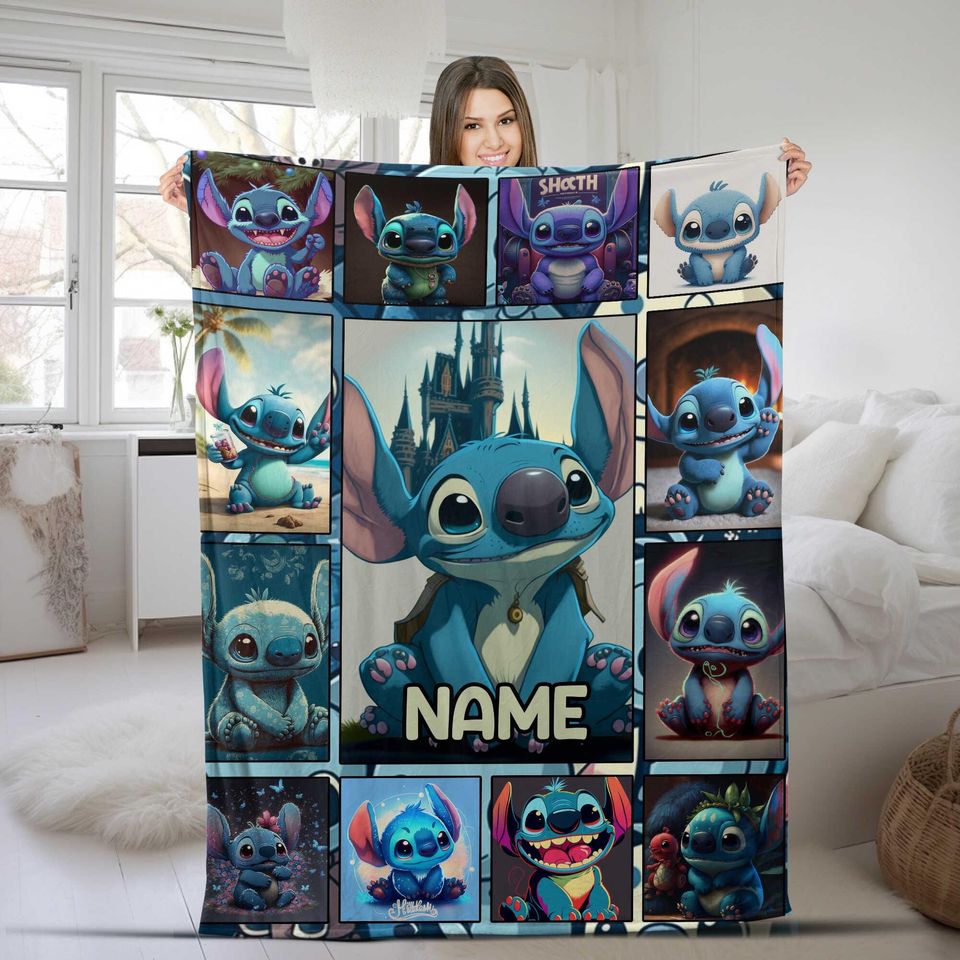 Personalized Disney Stitch Fleece Blanket,Disney Lilo and Stitch Quilt ...
