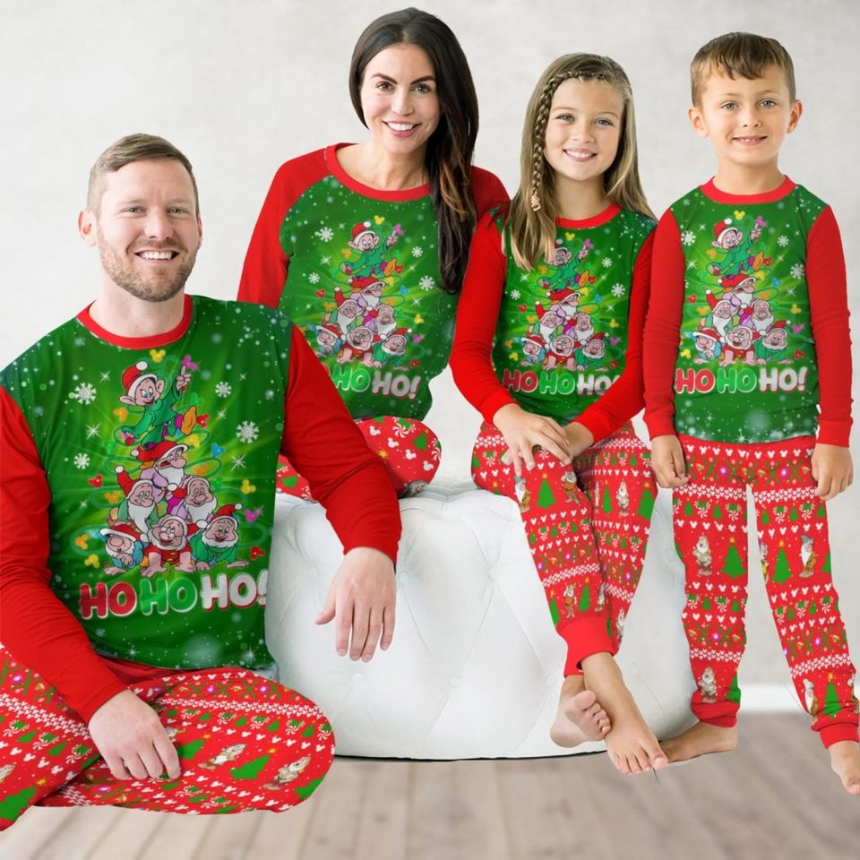 Christmas Zeven Dwergen Pajamas Set, Sneeuwwitje Family Pajamas, 7 ...