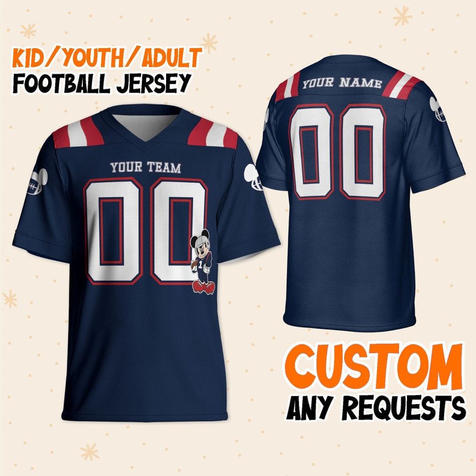 Custom Disney Mickey Super Star All Blue Patriot Football, Football ...