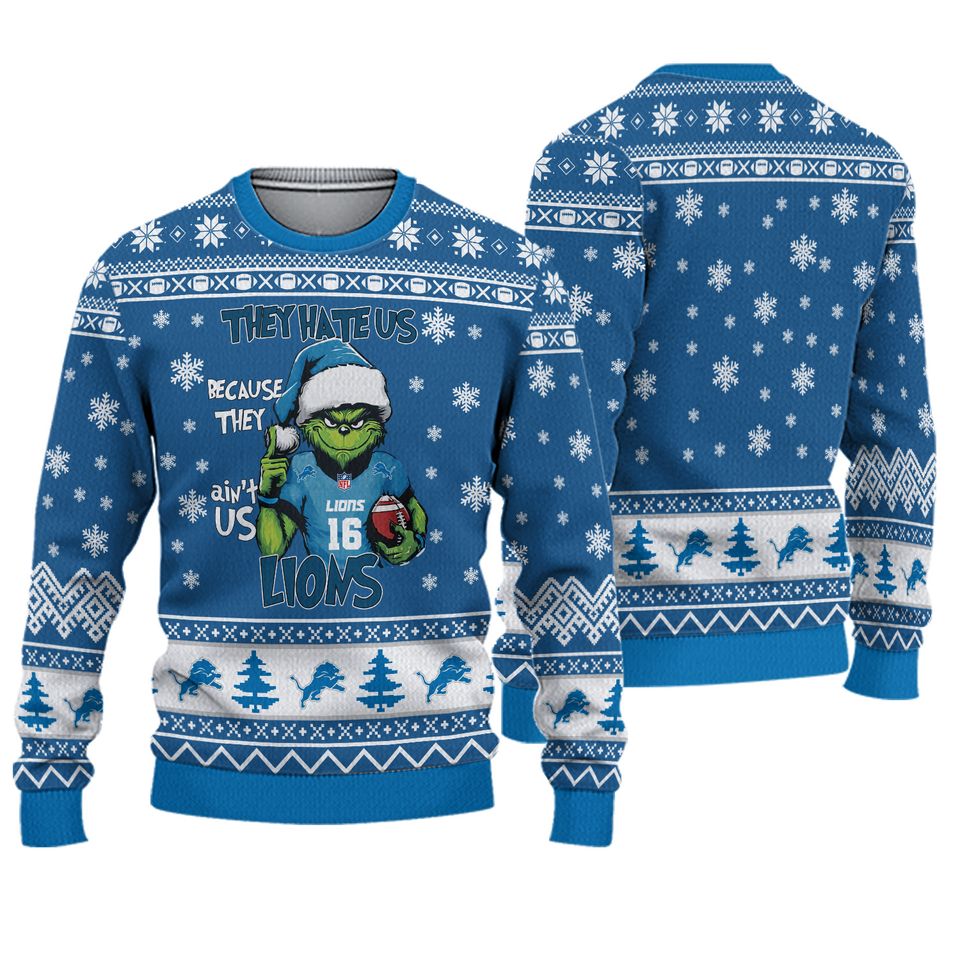 Detroit Lions funny character Stolen Christmas 2024 Grin Ugly Sweater ...