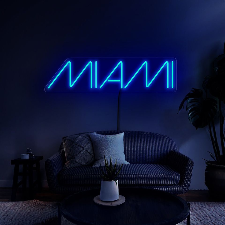 Miami neon sign, Miami sign, Neon sign wall decor, Miami city sign ...