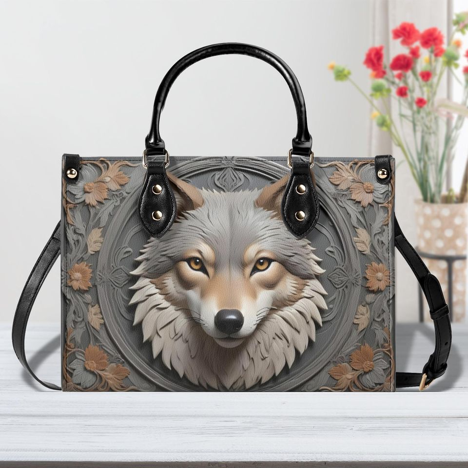 Gray Wolf 3D Print Bag Vegan Leather Cute Leather Handbag | ID 20300311 ...