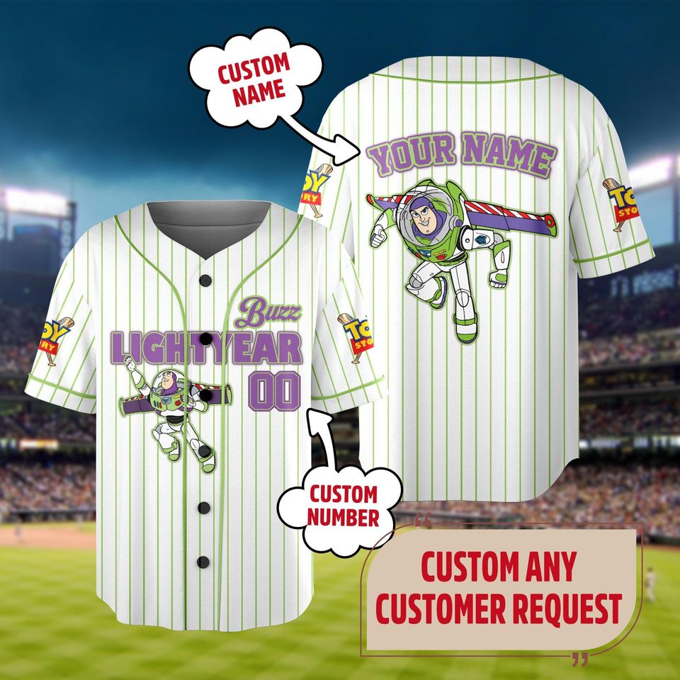 Custom Disney Toy Story Buzz Lightyear Baseball Jersey, Disneyland ...
