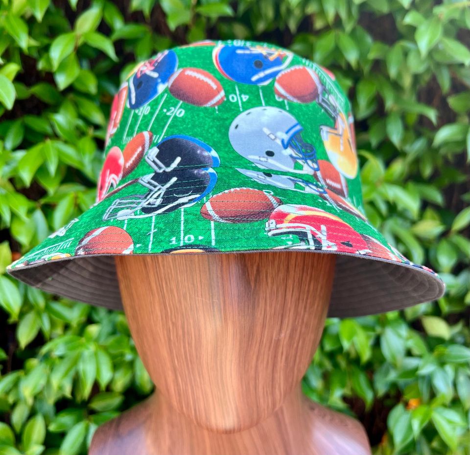 Football season theme Bucket Hat, Reversible to two sides, brim can be ...