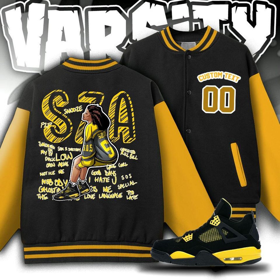 Custom AJ 4 Thunder Unisex Varsity Jacket, SZA Album Varsity Jacket ...