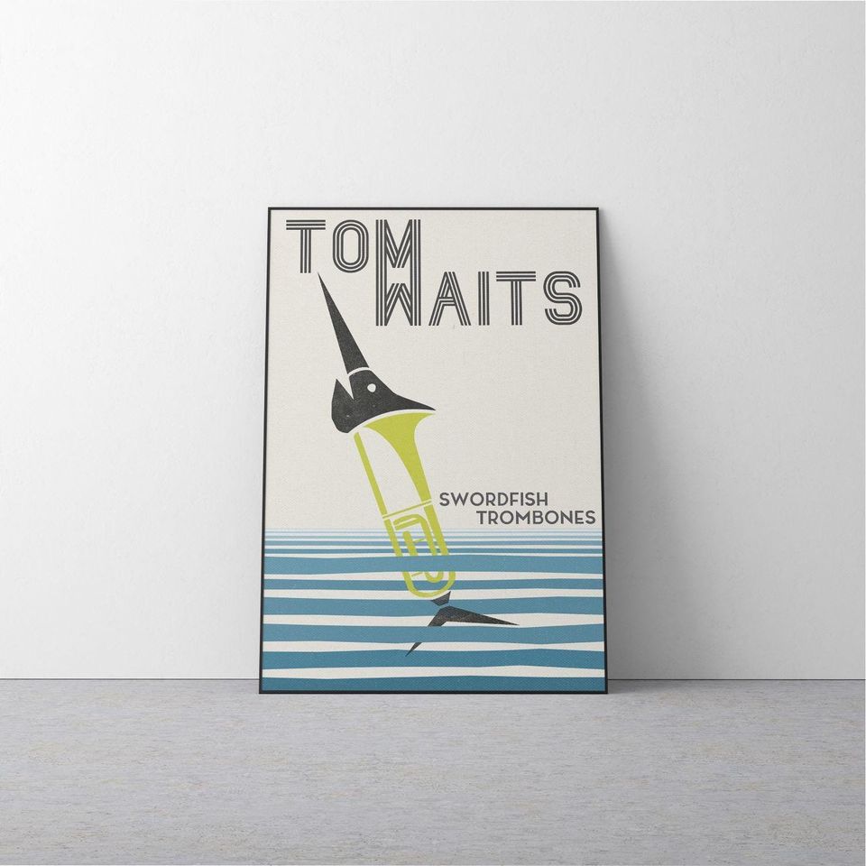 Tom Waits - Swordfish Trombones Poster | Vintage Mid-Century Wall Art ...