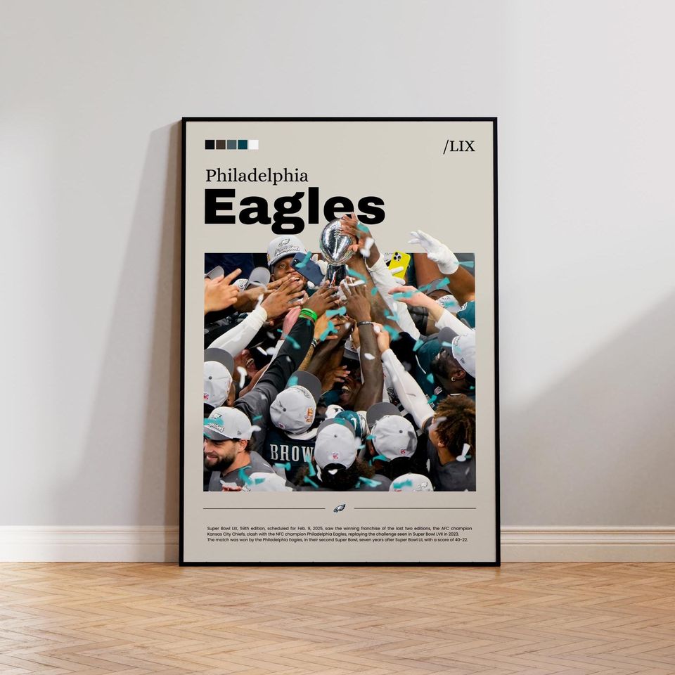 Philadelphia Eagles Poster, Super Bowl LIX Print, football Champions ...