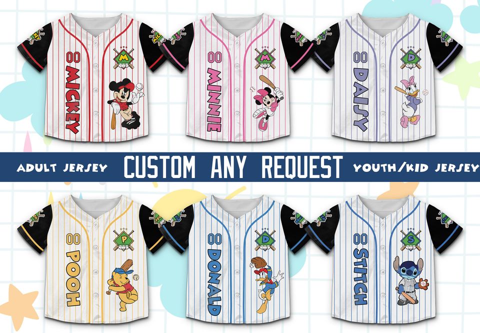 Custom Disneyland Baseball Jersey, Disney Family Vacation Trip Matching ...