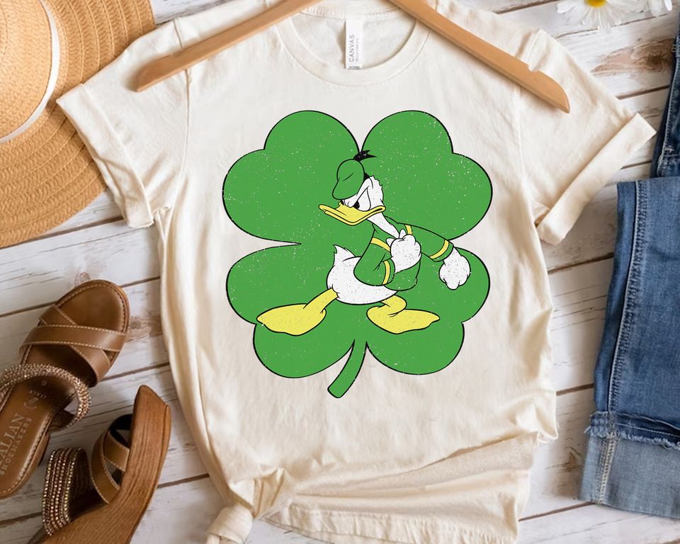 Mickey And Friends Donald Angry Duck Irish Shamrock Clover T-Shirt ...