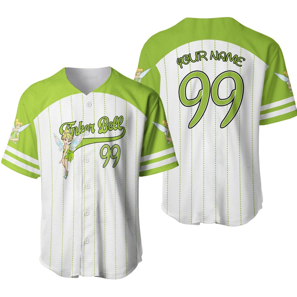 Custom Disney Tinker Bell Baseball Jersey, Disney Vacation Jersey | ID ...