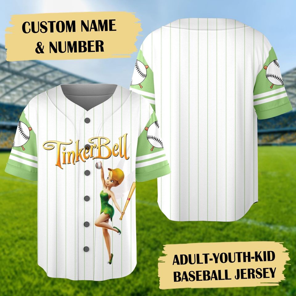 Custom Tinkerbell Baseball Jersey, Tinkerbell Basketball Jersey Team ...