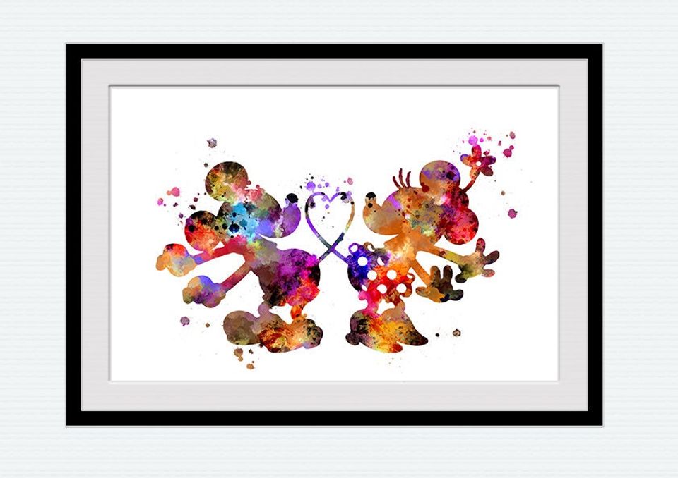Mickey and Minnie poster Disney wall decor Kids room decor Mickey Mouse ...