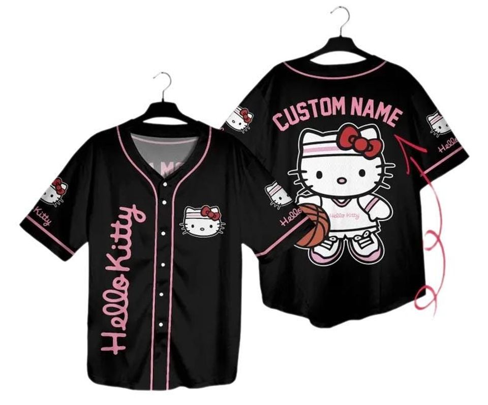Personalized Hello Kitty Baseball Jersey Custom Name Hello Kitty ...