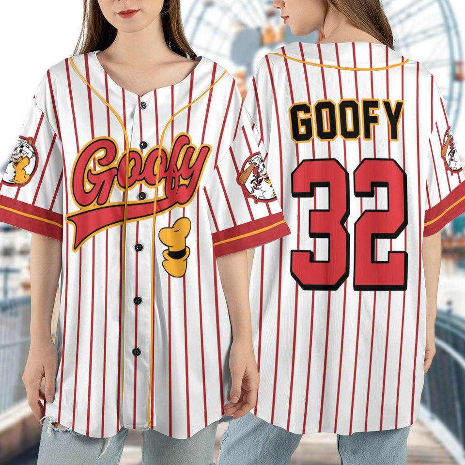 Disney Goofy Striped 1932 Baseball Jersey, Retro Goofy Baseball Tee ...