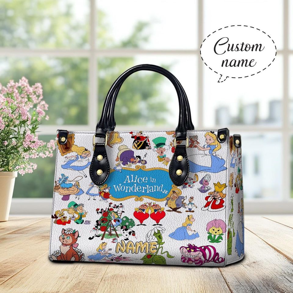 Custom Alice In Wonderland Leather Bag, Alice Cartoon Leather Crossbody ...
