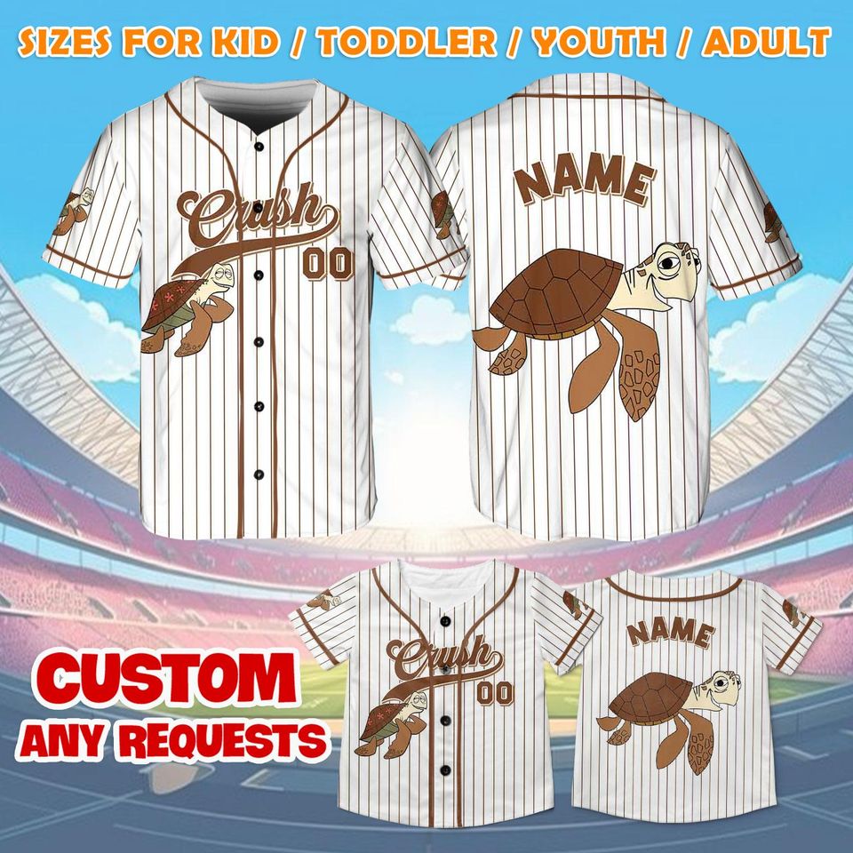 Pixar Finding Nemo Crush Jersey Shirt, Disney Finding Nemo Baseball ...