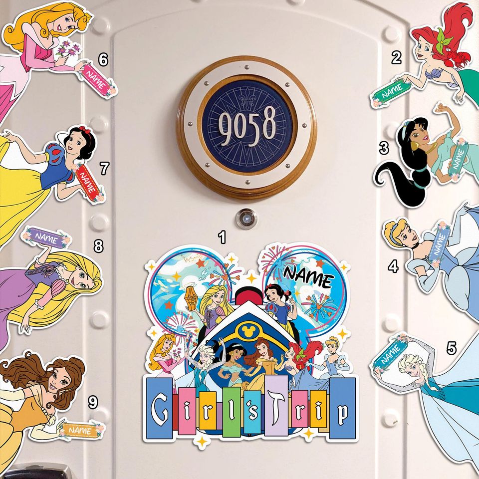 Personalized Princess Inspired Cruise Door Magnet, Princess Girl Trip ...