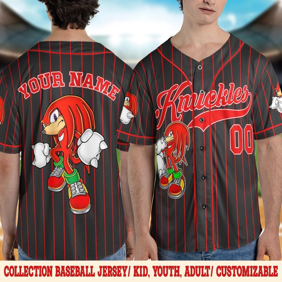 Custom The Hedgehog Knuckles Baseball Jersey, Personalized Knuckles ...