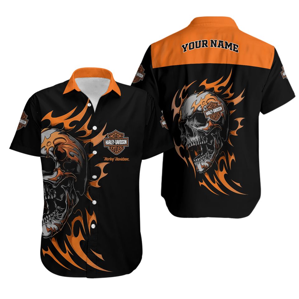 Personalized Harley Motor Racing Davidson Casual Button Down Shirt | ID ...